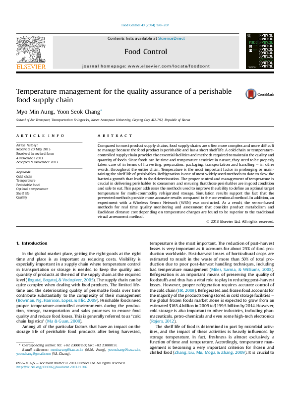 (PDF) Temperature management for the quality assurance of a perishable ...
