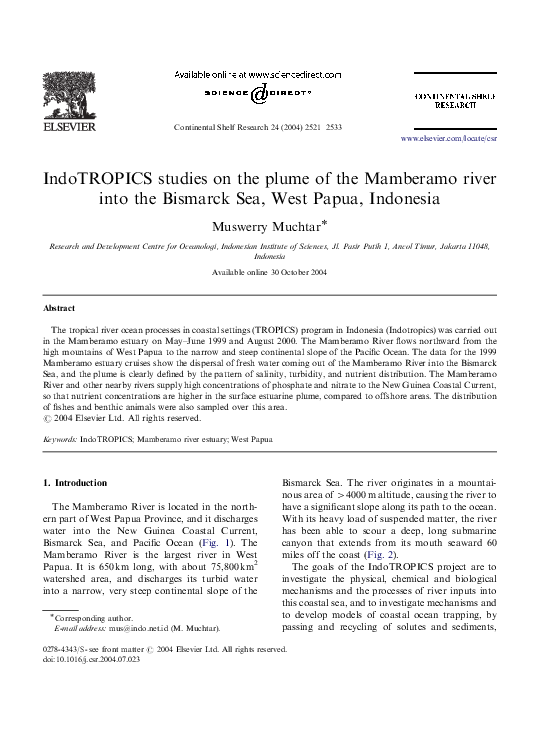 (PDF) IndoTROPICS studies on the plume of the Mamberamo river into the ...