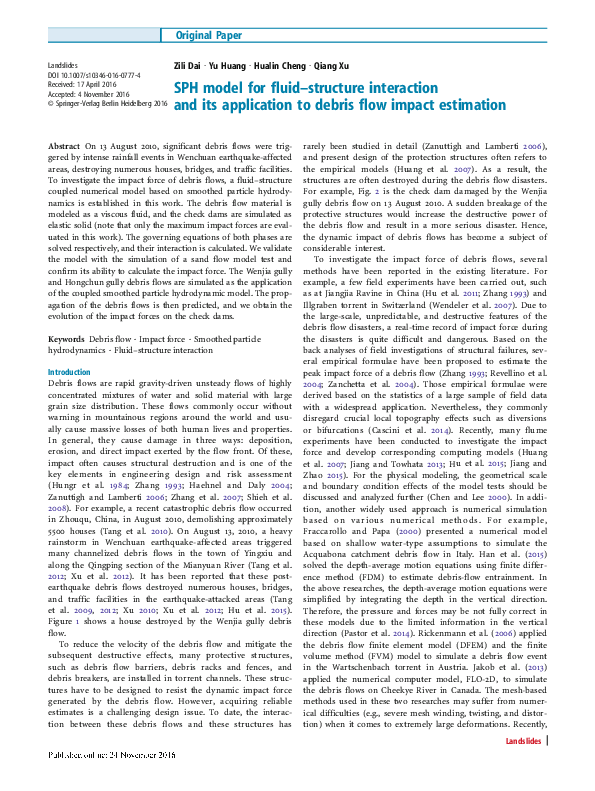Pdf Sph Model For Fluid Structure Interaction And Its Application To
