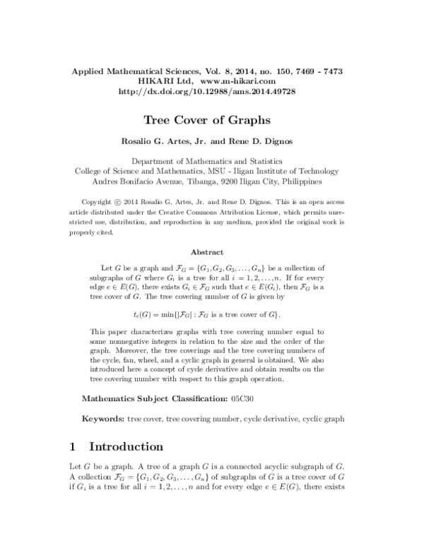 (PDF) Tree cover of graphs