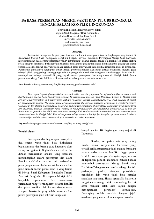 (PDF) Bahasa Perempuan Merigi Sakti dan PT. CBS Bengkulu Tengah dalam ...