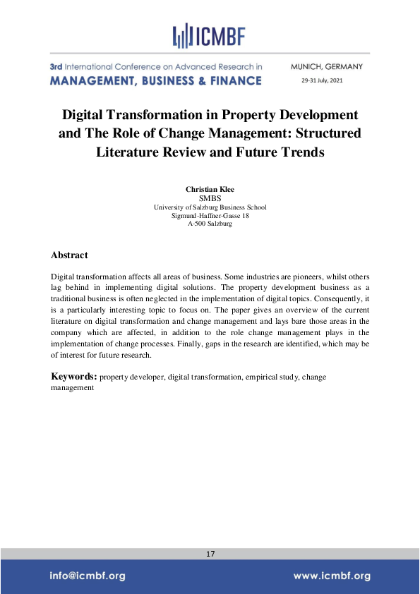 (PDF) Digital Transformation in Property Development and The Role of ...