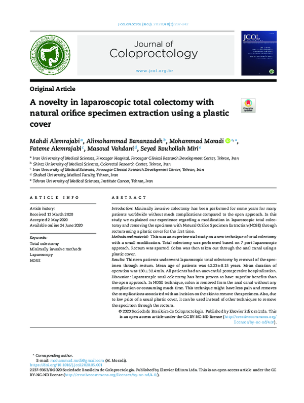 (PDF) A novelty in laparoscopic total colectomy with natural orifice ...