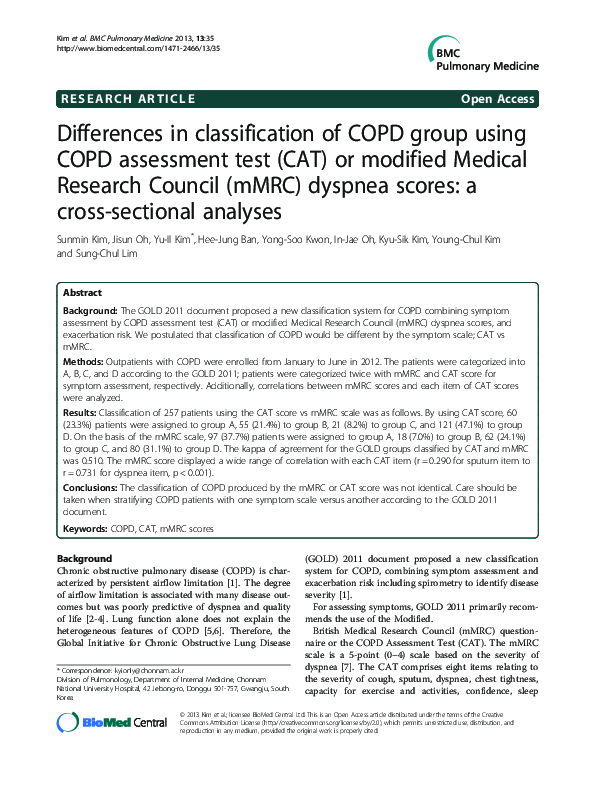 (PDF) Differences in classification of COPD group using COPD assessment ...