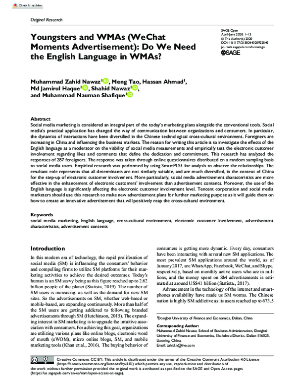 (PDF) Youngsters and WMAs (WeChat Moments Advertisement): Do We Need ...