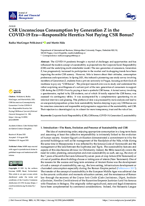 (PDF) CSR Unconscious Consumption by Generation Z in the COVID-19 Era ...