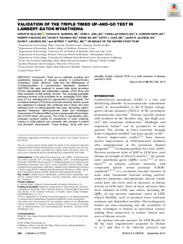 (PDF) Validation of the triple timed up‐and‐go test in Lambert‐Eaton ...