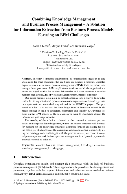 (PDF) Combining Knowledge Management and Business Process Management ...