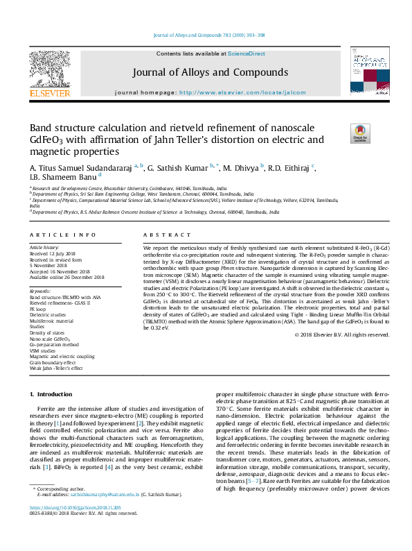 Pdf Band Structure Calculation And Rietveld Refinement Of Nanoscale