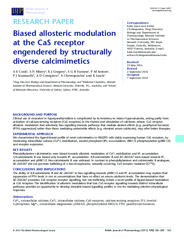 (PDF) Faculty of 1000 evaluation for Biased allosteric modulation at ...