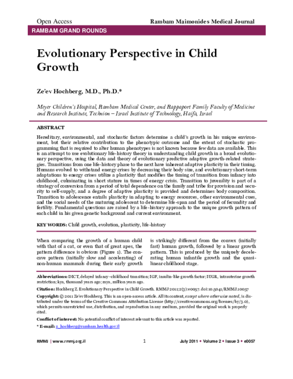 (PDF) Evolutionary Perspective in Child Growth