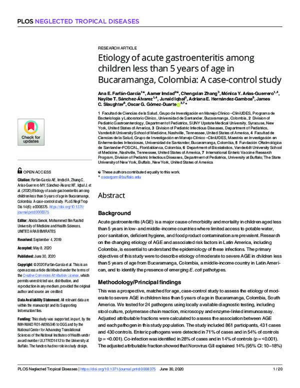 (PDF) Etiology of acute gastroenteritis among children less than 5 ...