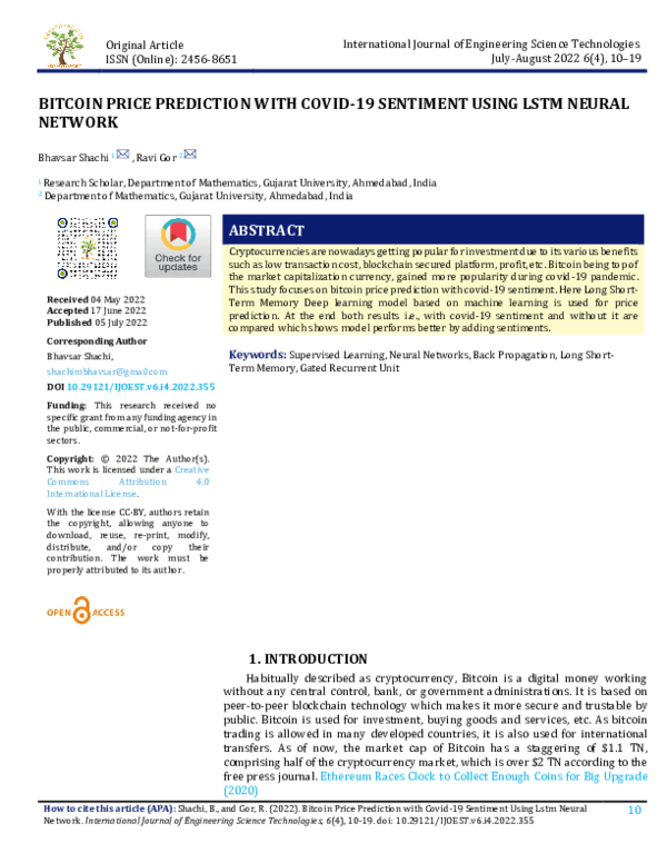 (PDF) BITCOIN PRICE PREDICTION WITH COVID-19 SENTIMENT USING LSTM NEURAL NETWORK