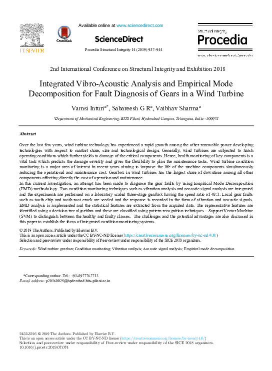 (PDF) Integrated Vibro-Acoustic Analysis and Empirical Mode Decomposition for Fault Diagnosis of ...