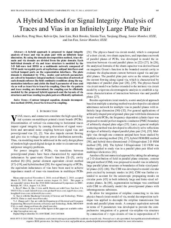 (PDF) A Hybrid Method for Signal Integrity Analysis of Traces and Vias in an Infinitely Large ...