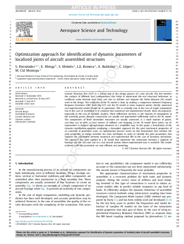 (PDF) Optimization approach for identification of dynamic parameters of localized joints of ...
