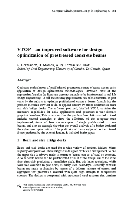 (PDF) VTOP. An improved software for design optimization of prestressed ...