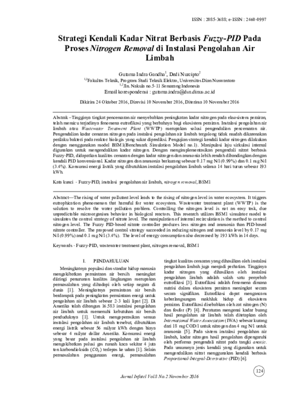 (PDF) Strategi Kendali Kadar Nitrat Berbasis Fuzzy-PID pada Proses Nitrogen Removal di Instalasi ...
