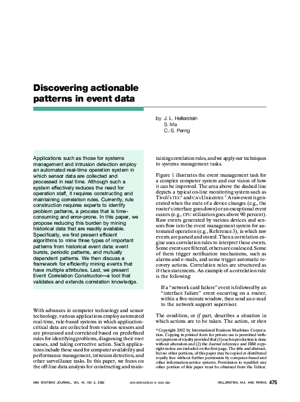 (PDF) Discovering actionable patterns in event data