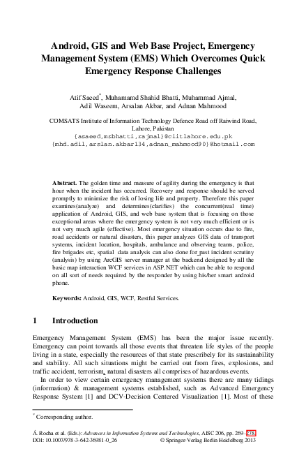 (PDF) Android, GIS and Web Base Project, Emergency Management System ...