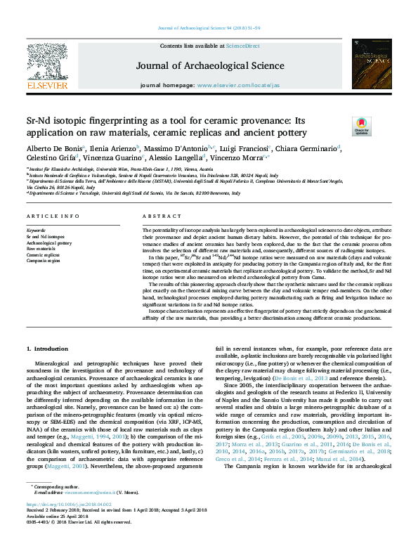 (PDF) Sr-Nd isotopic fingerprinting as a tool for ceramic provenance ...