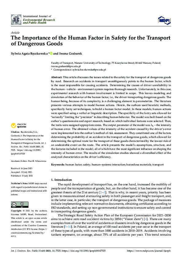 (PDF) The Importance of the Human Factor in Safety for the Transport of ...