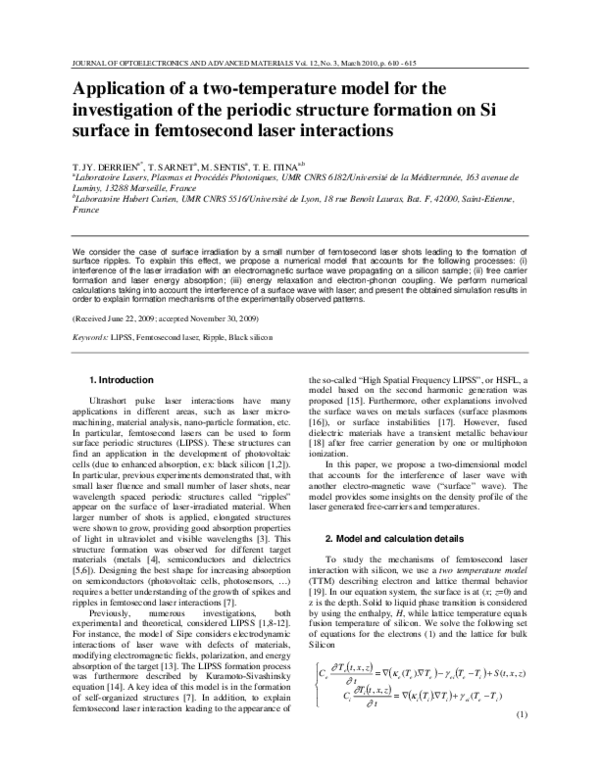 (PDF) Application of a two-temperature model for the investigation of ...