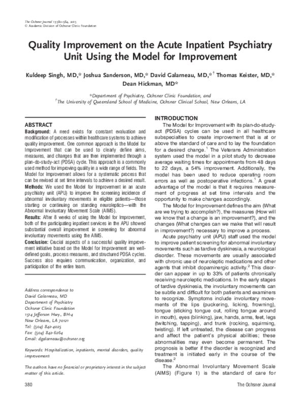 (PDF) Quality improvement on the acute inpatient psychiatry unit using ...