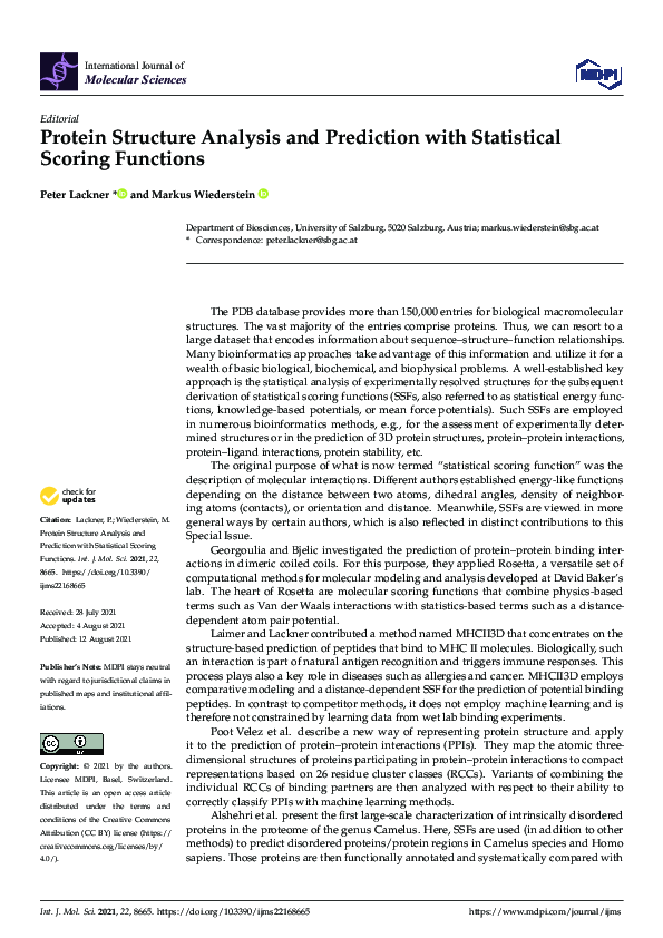 Pdf Protein Structure Analysis And Prediction With Statistical