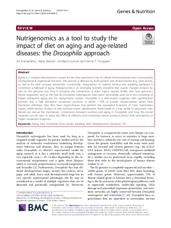 (PDF) Nutrigenomics as a tool to study the impact of diet on aging and ...