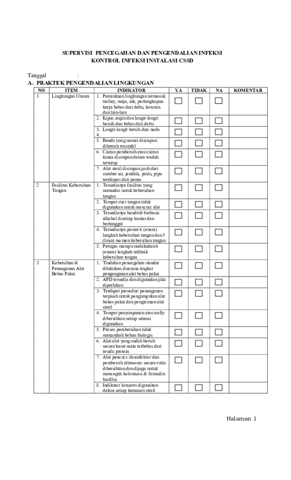 (PDF) SUPERVISI PENCEGAHAN DAN PENGENDALIAN INFEKSI KONTROL INFEKSI INSTALASI CSSD