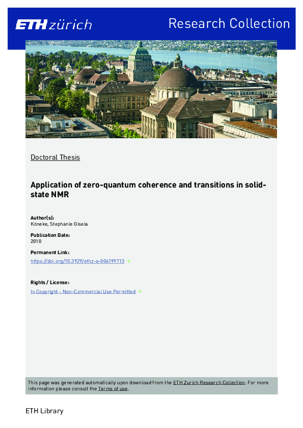 (PDF) Application of zero-quantum coherence and transitions in solid ...