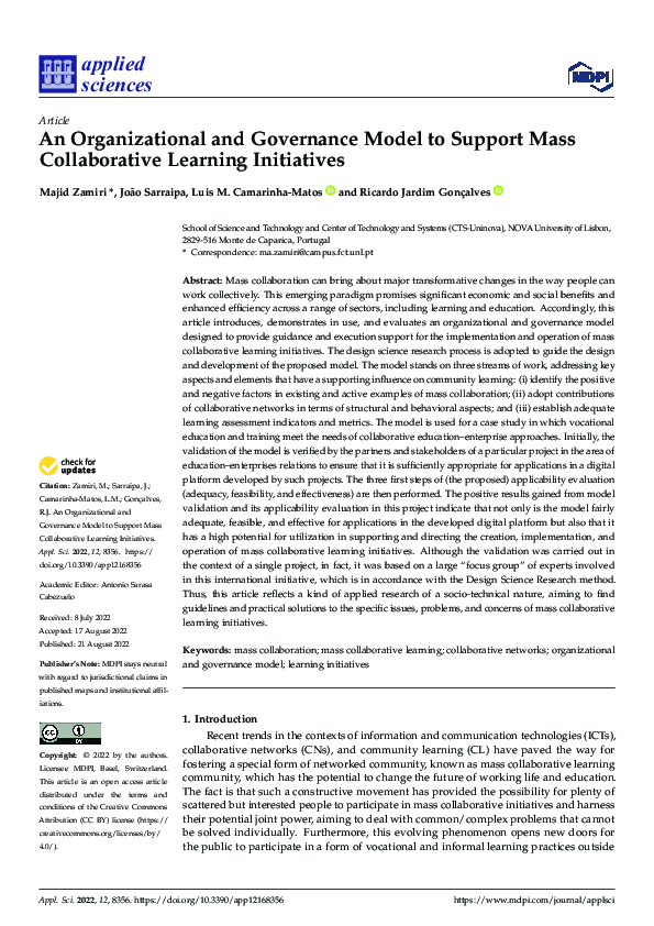 (PDF) An Organizational and Governance Model to Support Mass Collaborative Learning Initiatives