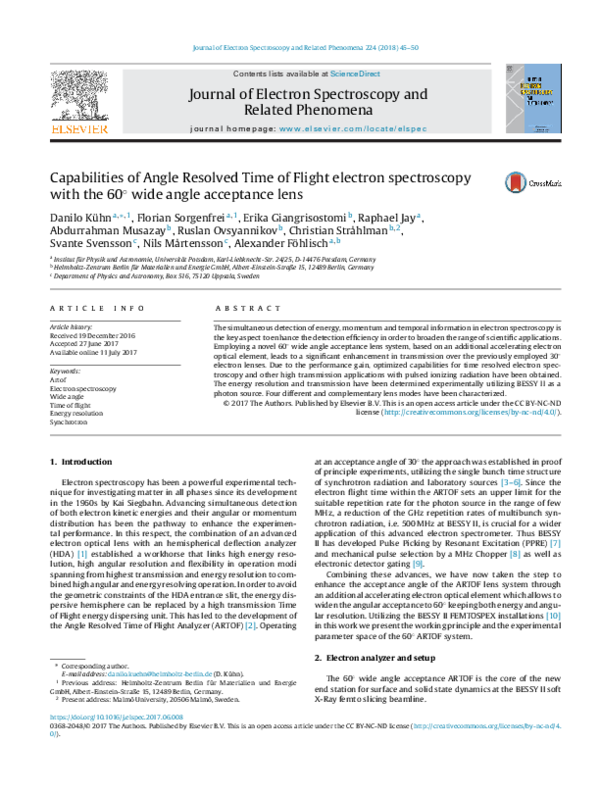 (PDF) Capabilities of Angle Resolved Time of Flight electron ...
