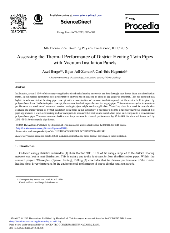 (PDF) Assessing the Thermal Performance of District Heating Twin Pipes ...