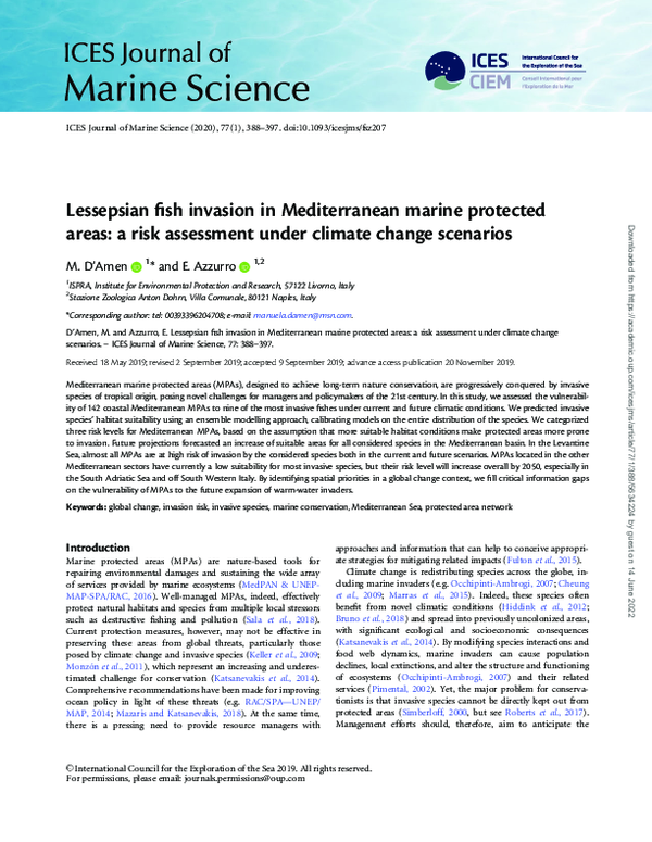 (PDF) Lessepsian fish invasion in Mediterranean marine protected areas ...