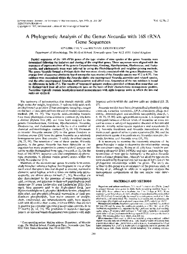 (PDF) A Phylogenetic Analysis of the Genus Nocardia with 16S rRNA Gene ...