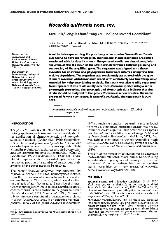 (PDF) Nocardia uniformis nom. rev