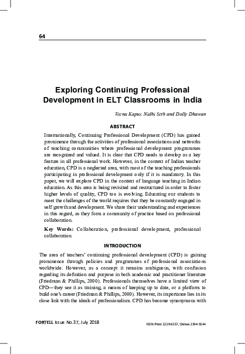 (PDF) Exploring Continuing Professional Development