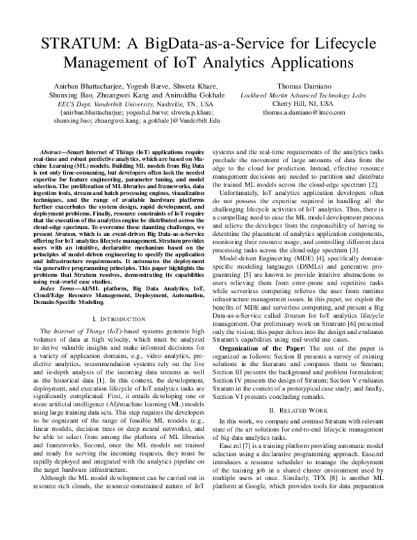 (PDF) STRATUM: A BigData-as-a-Service for Lifecycle Management of IoT Analytics Applications