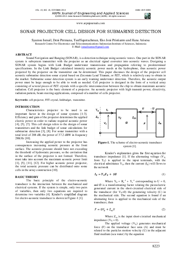 (PDF) Sonar Projector Cell Design for Submarine Detection | deni ...