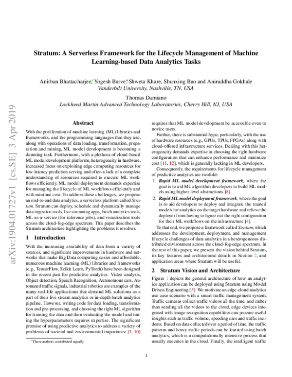 (PDF) STRATUM: A Serverless Framework for the Lifecycle Management of ...