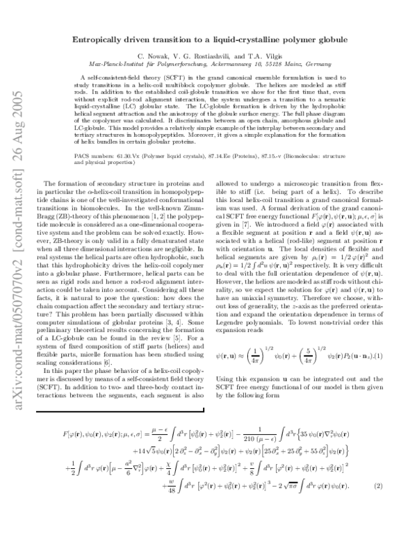 (PDF) Entropically driven transition to a liquid-crystalline polymer ...
