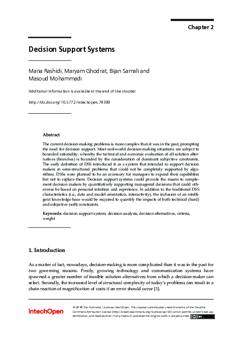 (PDF) Decision Support Systems