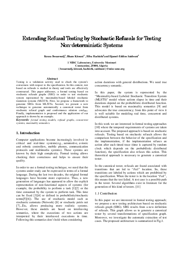(PDF) Extending Refusal Testing by Stochastic Refusals for Testing Non ...