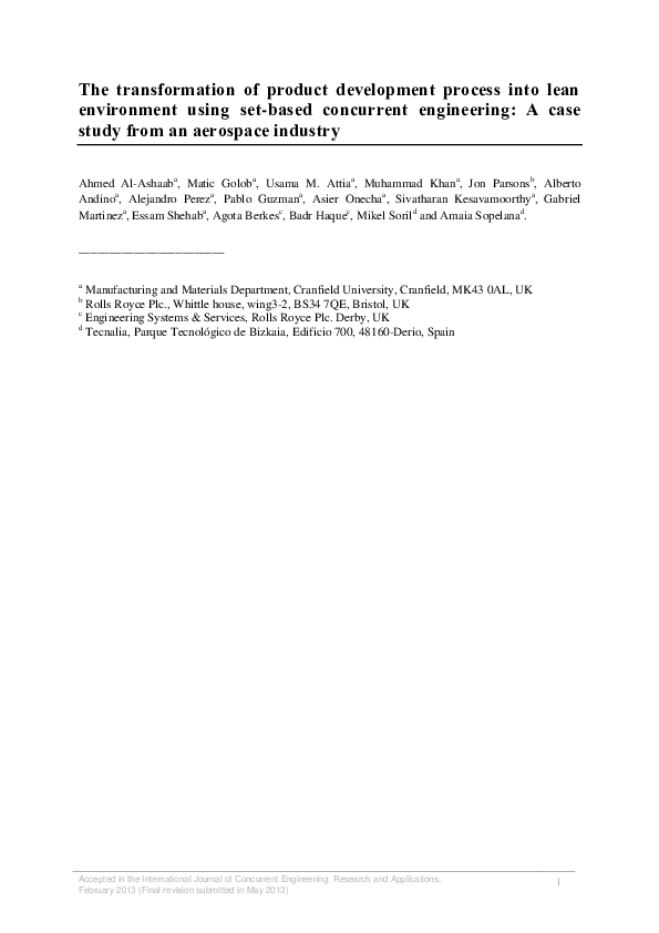 (PDF) The transformation of product development process into lean environment using set-based ...