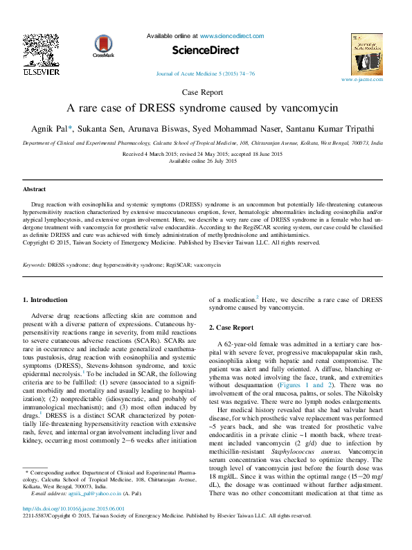 (PDF) A rare case of DRESS syndrome caused by vancomycin