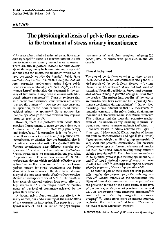 (PDF) The physiological basis of pelvic floor exercises in the ...