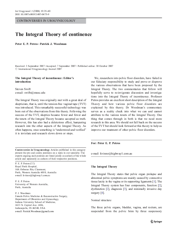 (PDF) The Integral Theory of continence