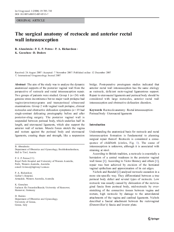 (PDF) The surgical anatomy of rectocele and anterior rectal wall ...